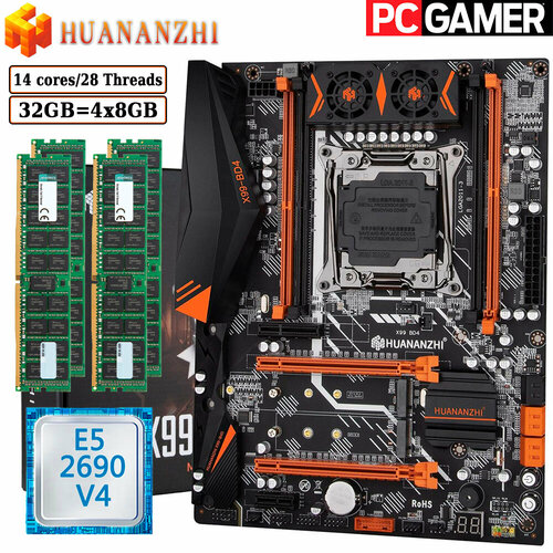 Комплект материнская плата Huananzhi X99-BD4 + Xeon 2690V4 + 32GB DDR4 ECC 4x8GB