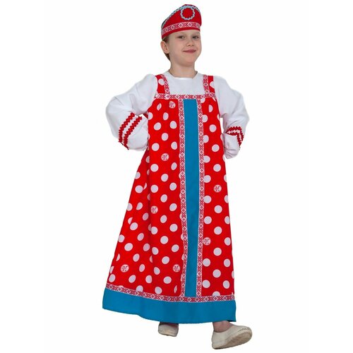 Карнавальный костюм "Алёнушка в красном", детский, р-р М (рост 128-134)
