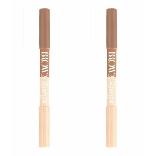 TF cosmetics Карандаш для бровей Brow Pro Sculptor Pencil, тон 02 Темный блонд, двухсторонний, 10 г, 2 шт.