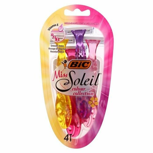 Бритва женская BIC Miss Soleil Colour Collection, 3 лезвия, 4 шт. (комплект из 3 шт)