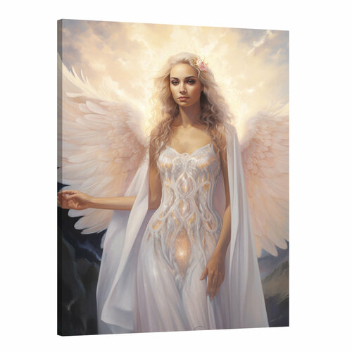 Интерьерная картина 50х70 "Ангел с серебряными крыльями"