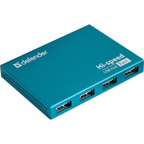 USB-концентратор  Defender Quadro Septima Slim (83505), разъемов: 7, 93 см, синий