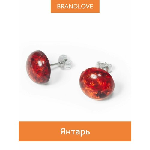 Серьги пусеты BL Jewelry Pin, тигровый глаз, змеевик, коралл, гранат, родонит, говлит, халцедон, нефрит, яшма, янтарь, кахолонг, горный хрусталь, сердолик, агат, цоизит, аметист, размер/диаметр 12 мм, коричневый