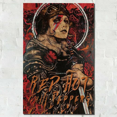 Картина интерьерная на рельефной доске музыка RHCP (Red Hot Chili Peppers, Постер, Poster) - 13628 В