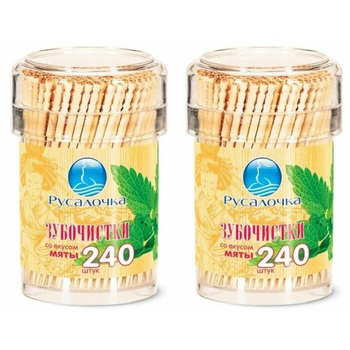 Русалочка Зубочистки деревянные, со вкусом мяты, 240 шт/уп, 2 уп