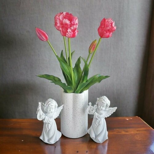 Искусственные цветы тюльпаны силиконовые, букет для декора, 5 шт, фуксия