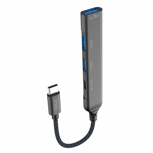 Хаб USB Pero MH03 USB-C - USB-C+USB 3.0+2xUSB 2.0 Grey MH03GR