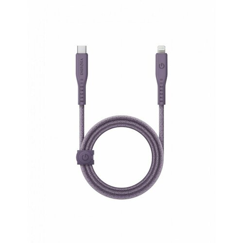 Кабель EnergEA FLOW USB-C to Lightning MFI C94 PD60W 3A Nanoweave Magnetic tie 1.5 м, цвет Фиолетовый (CBL-FLCL-PUR150M)