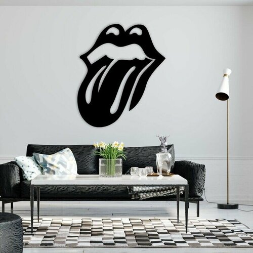 Декоративное панно деревянное, Логотип The Rolling Stones (черный цвет)
