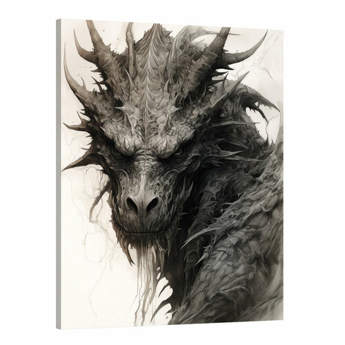 Интерьерная картина 50х70 "Волшебство деревянного дракона: зелье силы"
