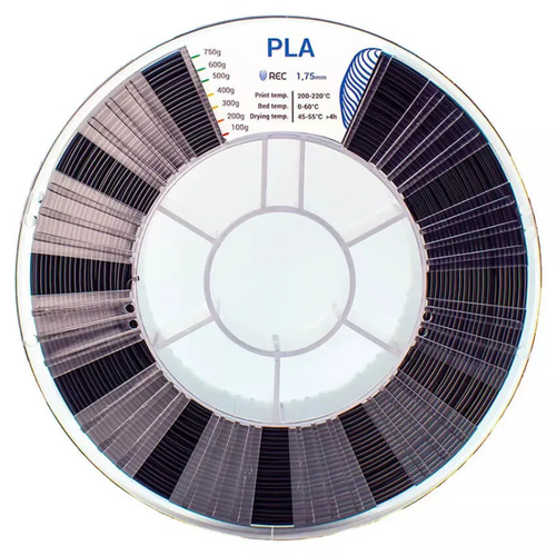 Катушка PLA-пластика REC 1.75мм, 750г, черный