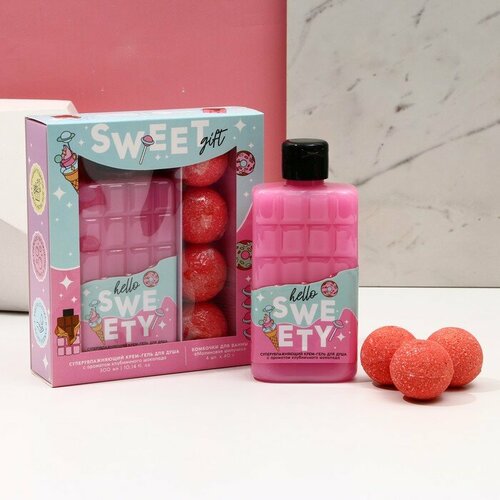 Чистое счастье Подарочный набор косметики Sweet Gift , гель для душа 300 мл и бомбочки для ванны 4 шт, чистое счастье