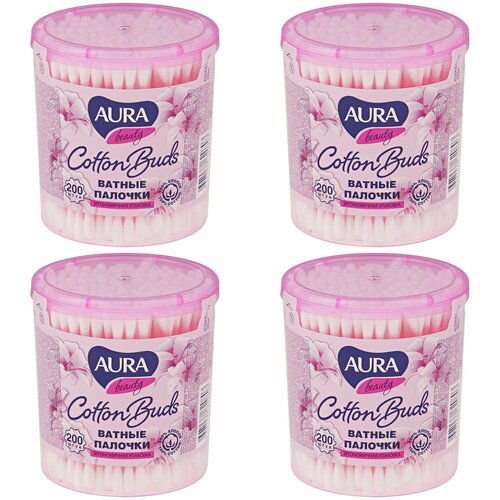 Aura Ватные палочки Aura beauty, в уп. 200 шт, 4 уп