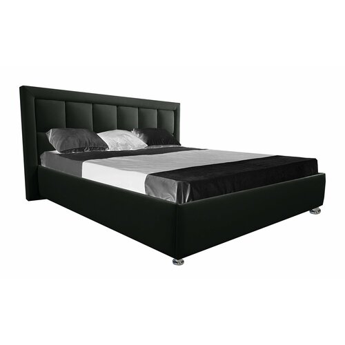 Двуспальная кровать Флорида 160x200 основание металлическое с ламелями велюр черный без ножек