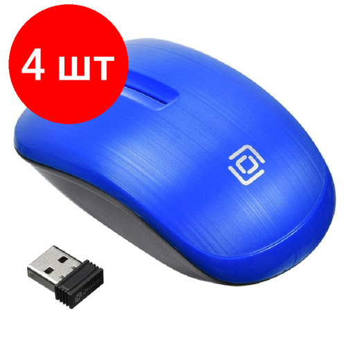 Комплект 4 штук, Мышь компьютерная Oklick 525MW синий опт (1000dpi) беспр USB (2but)