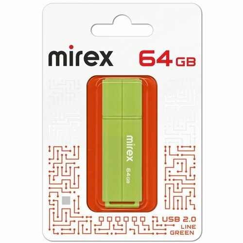 Флешка Mirex Line Green 64 Гб usb 2.0 Flash Drive - светло-зеленый