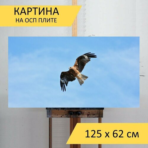 Картина на ОСП 125х62 см. "Животное, небо, птица" горизонтальная, для интерьера, с креплениями
