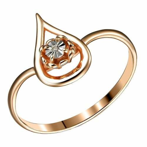 Перстень UVI Ювелирочка Серебряное кольцо 925 пробы с Бриллиантом, серебро, 925 проба, родирование, золочение, бриллиант, размер 18, бесцветный, серебряный