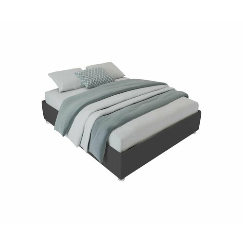 Двуспальная кровать Основание без изголовья 140x200 с подъемным механизмом и с коробом для белья велюр черный ножки 5 см