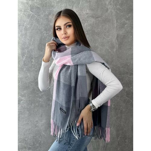 Палантин Cashmere,180х70 см, серый, розовый