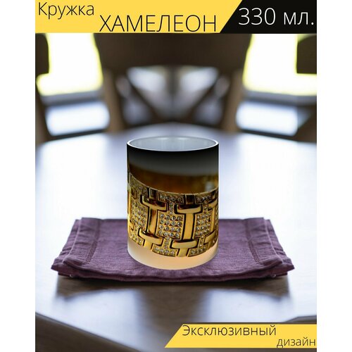 Кружка хамелеон с принтом "Смотреть, запястье, группа" 330 мл.