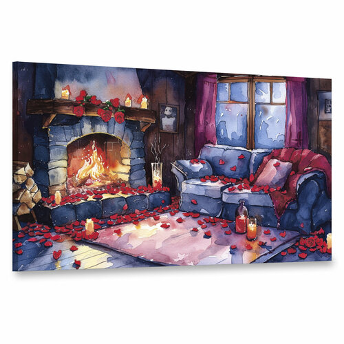 Интерьерная картина 100х60 "Праздничная атмосфера Дня Святого Валентина"