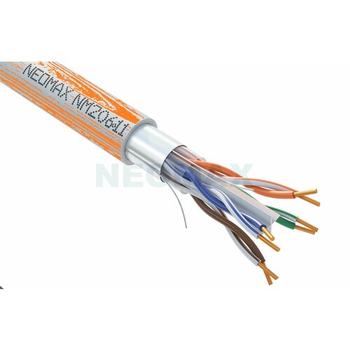 Кабель витая пара NEOMAX NM206A11-050М-P F/UTP cat.6A 4 пары (50 м) 0.57 мм (23 AWG) одножильный, чистая медь, LSZH, оранжевый