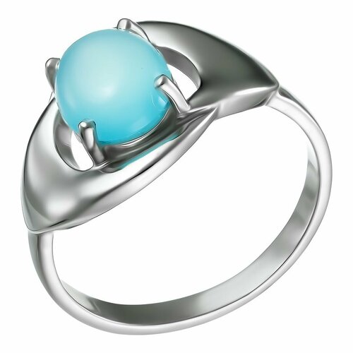 Перстень Серебряное кольцо 925 пробы с Халцедоном, серебро, 925 проба, родирование, халцедон, размер 17, голубой, серебряный