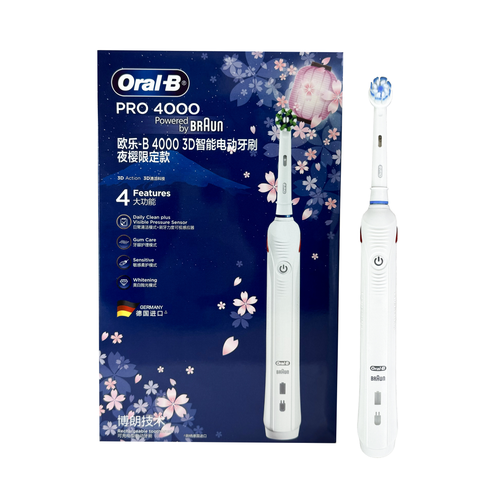 Ультразвуковая электрическая зубная щетка Oral B Pro 4000 3D Smartseries, белый