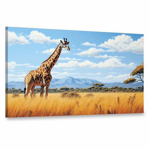 Интерьерная картина 100х60 "Жираф среди африканской саванны"