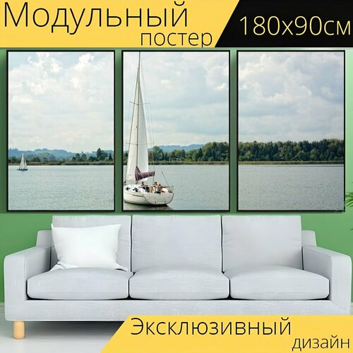 Модульный постер "Парусное судно, лодка, плыть" 180 x 90 см. для интерьера
