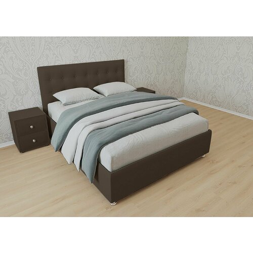 Односпальная кровать Венеция 120x200 основание металлическое с ламелями велюр коричневый без ножек