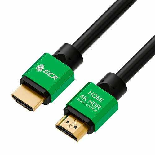 Greenconnect HDMI (m) - HDMI (m) 0.75м Greenconnect Кабель 0.75m HDMI версия 2.0, HDR 4:2:2, Ultra HD, 4K 60 fps 60Hz/5K*30Hz, 3D, AUDIO, 18.0 Гбит/с, 28/28 AWG, OD7.3mm, тройной экран, черный, AL корпус зеленый GCR-50960