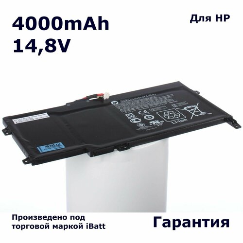Аккумулятор iBatt 4000mAh, для HP- Envy 6-1031er 6-1150er 6-1254er 6-1101er 6-1154er ENVY Sleekbook 6-1251er