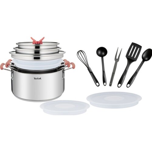 Набор посуды Tefal Opti Space 13 предметов, серебристый, G720SD74