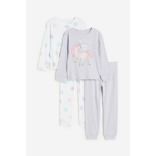 Пижама  H&M, размер 134/140, белый, фиолетовый
