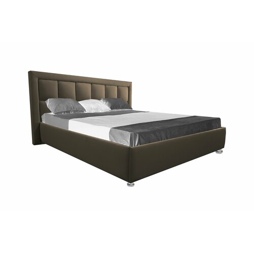 Двуспальная кровать Флорида 180x200 с подъемным механизмом и с коробом для белья велюр коричневый ножки 13 см хром