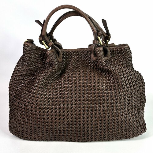 Сумка авоська Vera Pelle Bottega Borsa 6891, фактура матовая, коричневый