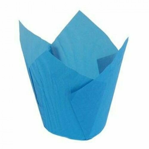 Капсулы бумажные "Тюльпан" d-50мм h-80мм голубые уп/200шт