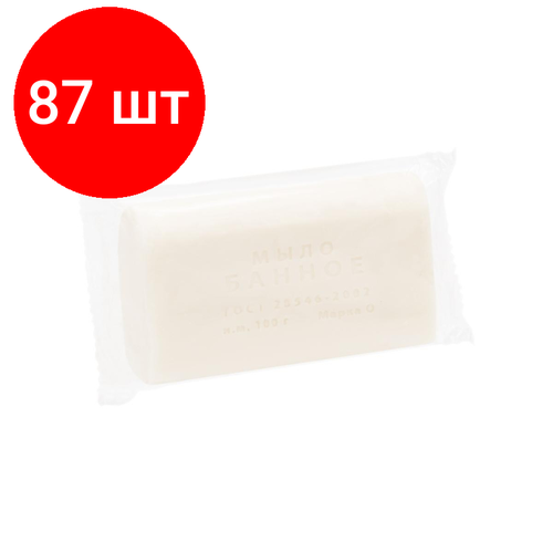 Комплект 87 штук, Мыло туалетное твердое Банное 100 гр. КМЗ в п/п