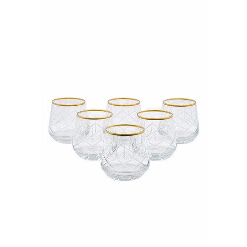 Набор стеклянных стаканов Decores DCS1198 с золотым декором для виски 6шт. по 400 "Кристалл"