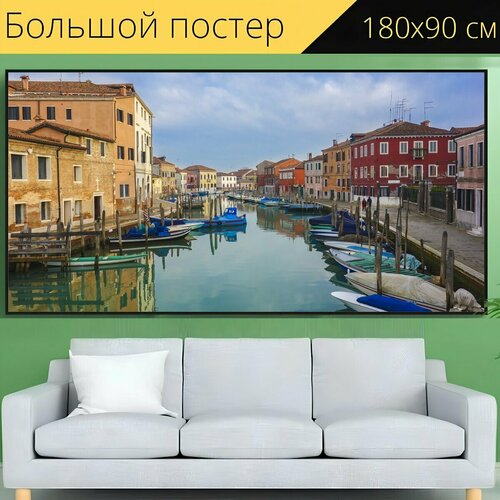 Большой постер "Мурано, стеклянный остров, венеция" 180 x 90 см. для интерьера