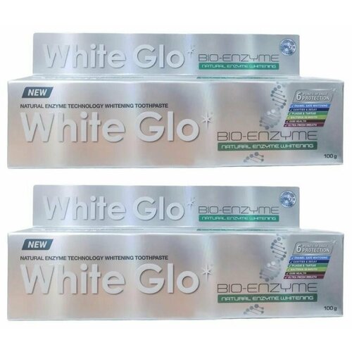 White Glo Зубная паста Биоэнзим, отбеливающая, 100 мл, 2 шт