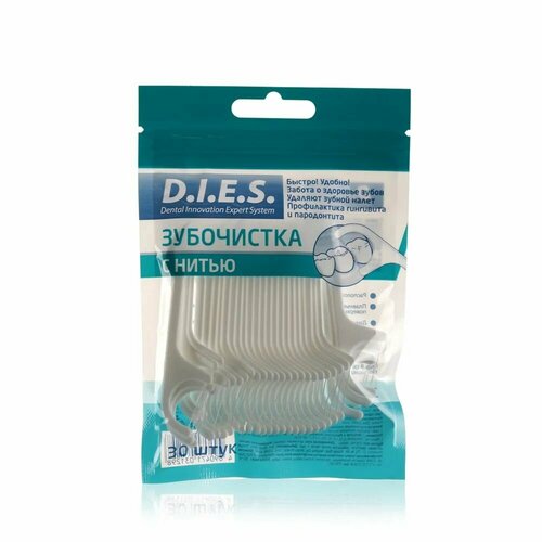 Зубочистки D.I.E.S. с нитью пластиковые 30 шт