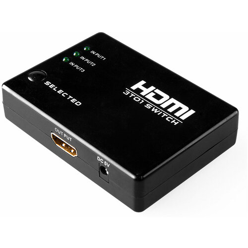 Переключатель HDMI 3 x 1 Greenline, 1080P 60Hz, пульт ДУ, DeepColor, GL-v301 Greenconnect HDMI (f) - 3 x HDMI (f) (GL-v301)