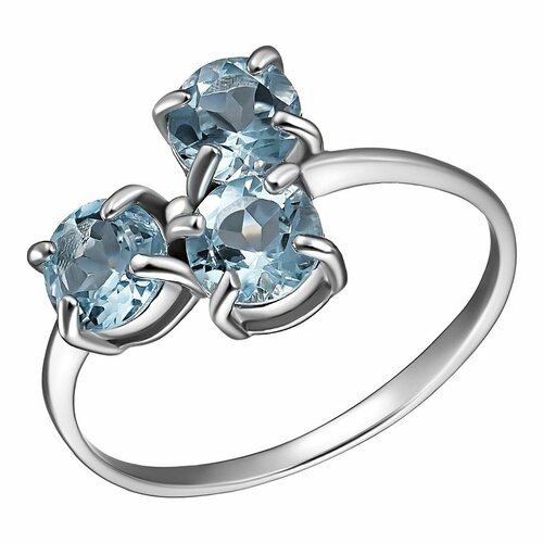 Перстень UVI Ювелирочка Серебряное кольцо 925 пробы с Топазами, серебро, 925 проба, родирование, топаз, голубой, серебряный