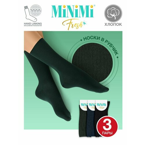 Носки MiNiMi, 3 пары, размер 39-41, зеленый, синий, черный