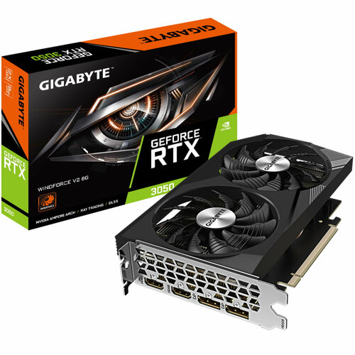 Видеокарта Gigabyte RTX3050 WINDFORCE V2 8GB GDDR6 128-bit HDMIx2 DPx2 2FAN RTL