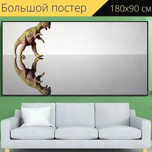 Большой постер "Динозавр, макет, справочная информация" 180 x 90 см. для интерьера