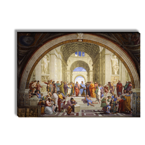 Картина для интерьера "Афинская школа", художник Рафаэль Санти, печать на холсте (93х65 см / на подрамнике)